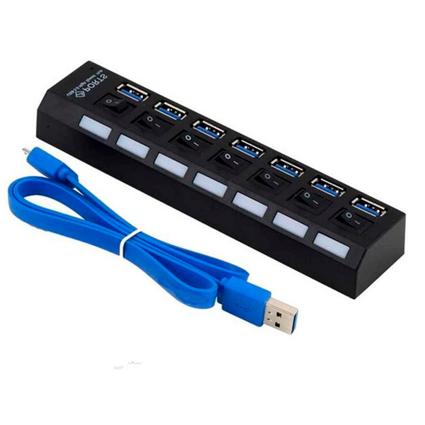 HUB USB 7 PUERTOS 3.0 CON SWITCH TIPO REGLETA ANERA AE-USB3.0H4332-P – Click Soluciones ...